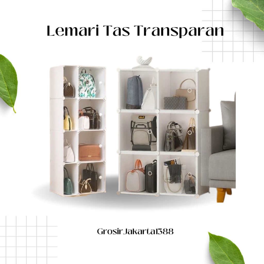 Jual Lemari Tas Minimalis Transparan Lemari Tas / Lemari Serbaguna Rak ...