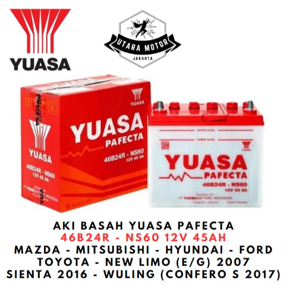 Jual YUASA Aki Basah Mobil Pafecta 46B24R NS60 12V 45Ah Avanza Xenia Wuling | Shopee Indonesia