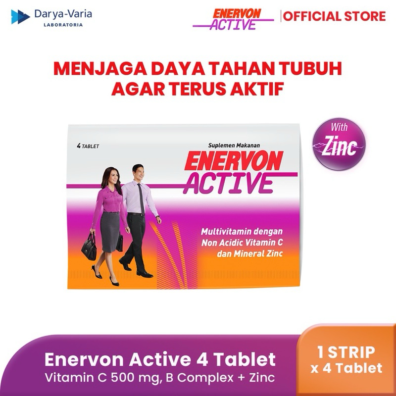 Jual Enervon Active Vitamin C dan B Complex Isi 4 Tablet (1 Strip x 4 ...