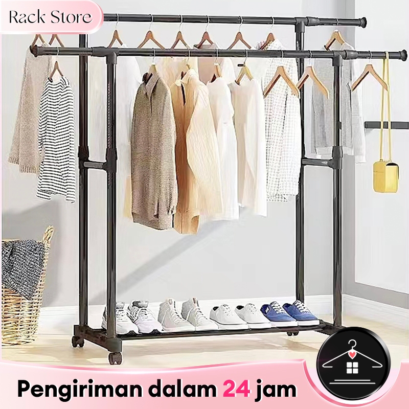 Jual Rak Gantungan Baju Stand Hanger Besi Gantungan Baju Telescopic ...