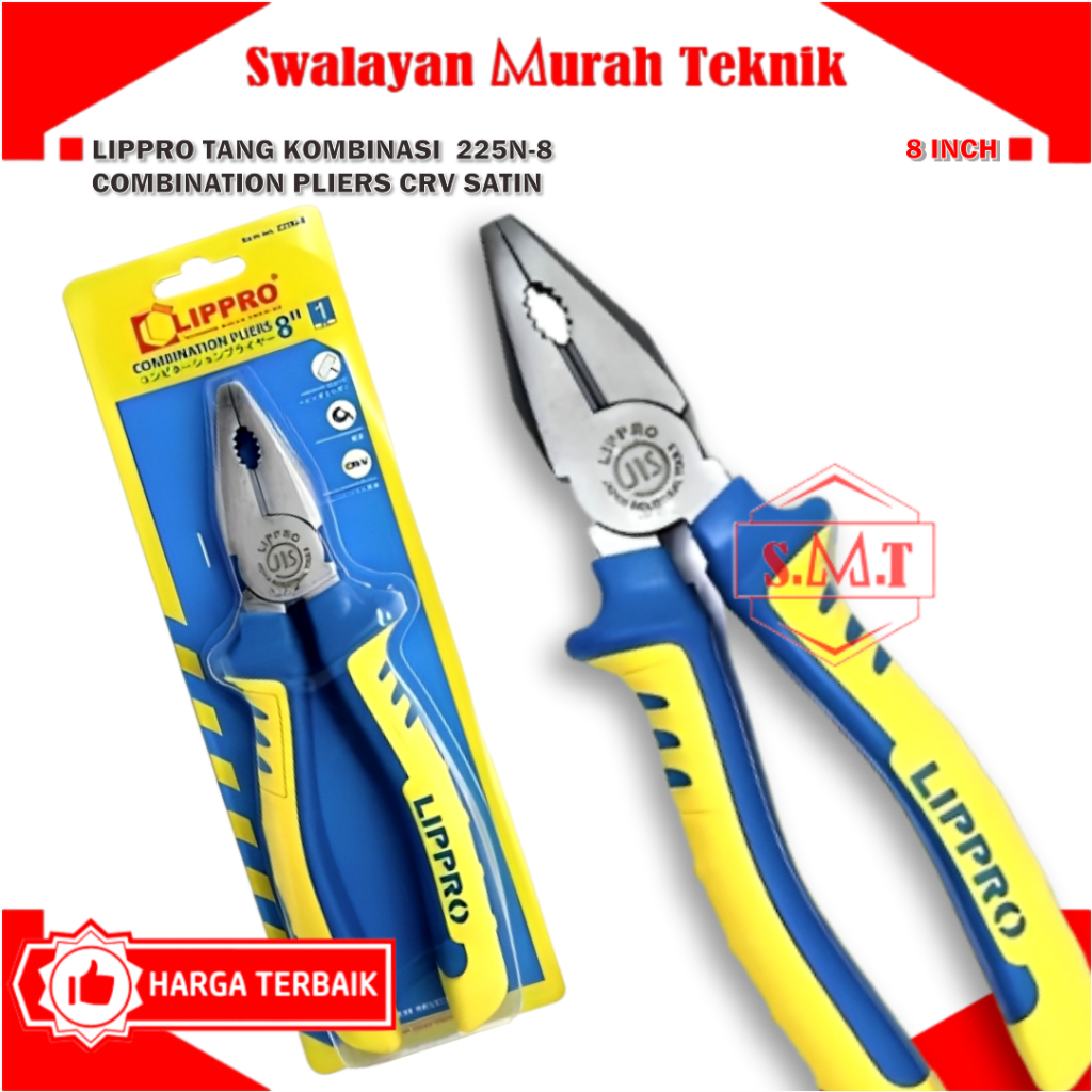 Jual LIPPRO Tang Kombinasi 8" 225N-8 Combination Pliers 8 inch Crv ...