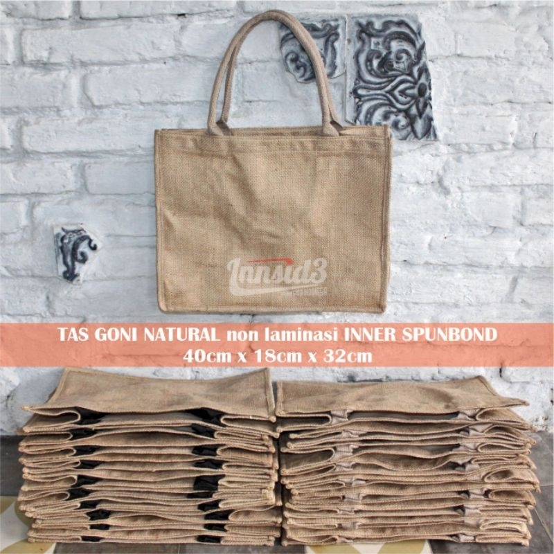 Jual Tas GONI NATURAL non laminasi inner spunbond | Shopee Indonesia