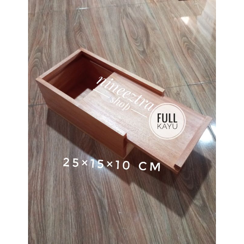 Jual KOTAK KAYU SLIDING 25×15×10 FULL KAYU WOODEN STORAGE BOX DENGAN ...