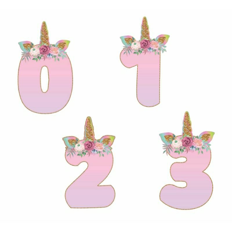 Jual Topper Cake/Hiasan Kue Ulang Tahun Angka, Motif Unicorn | Shopee ...