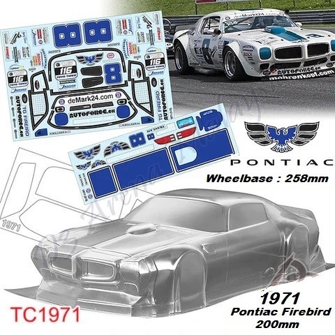 Jual Team C 1971 PONTIAC FIREBIRD 200mm 1/10 Clear Body Shell Rc Drift ...