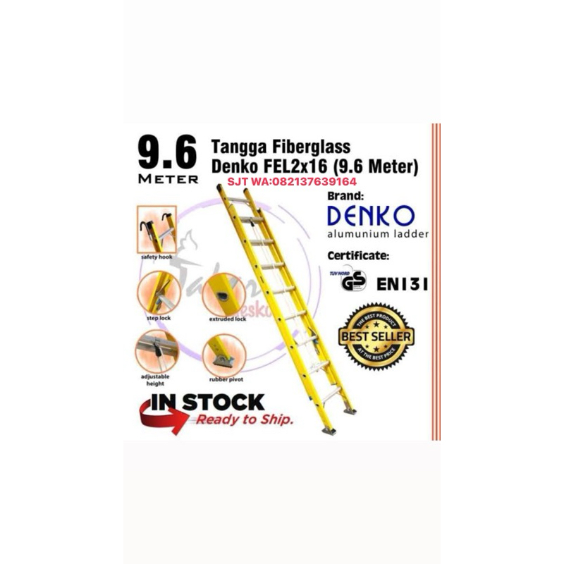 Jual Tangga lipat alumunium fiberglass PLN 9.6 meter Denko tangga lipat ...