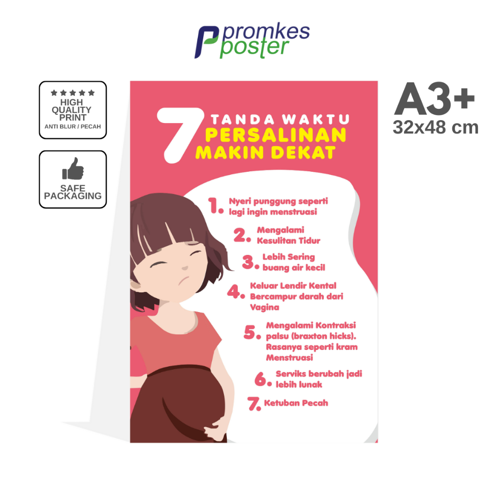 Jual Poster Kebidanan 7 Tanda Waktu Persalinan Makin Dekat | Shopee ...