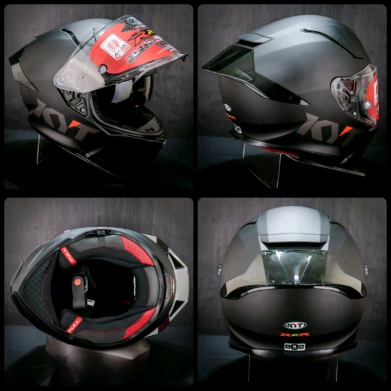 Jual KYT HELM R2R SOLID MATT BLACK DOUBLE VISOR | Shopee Indonesia