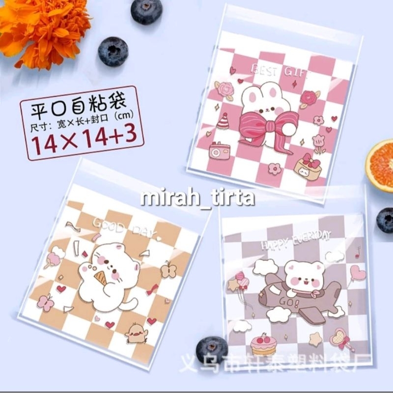 Jual 20Pcs 14x14cm PLASTIK COOKIES MOTIF. Plastik kue .plastik donat ...