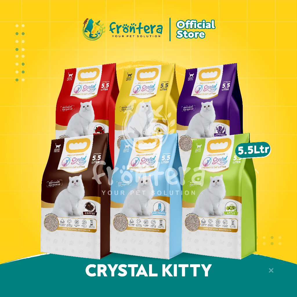 Jual FRONTERA CRYSTAL KITTY PASIR KUCING GUMPAL WANGI BENTONITE 5 Liter ...