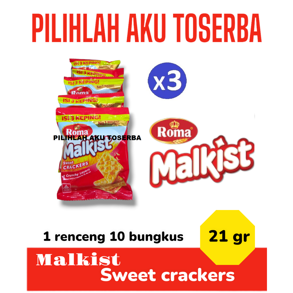 Jual Biskuit Roma Malkist Crackers Renceng 21 Gr - ( HARGA 1 PAKET ISI ...