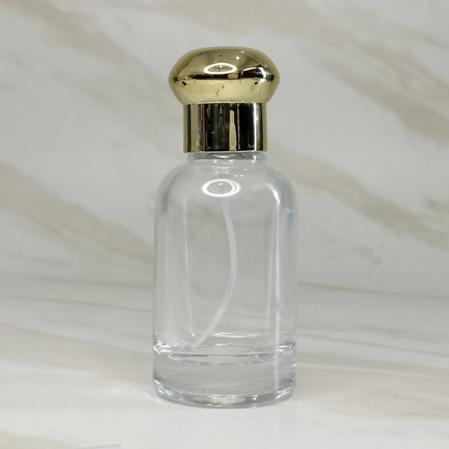 Jual BOTOL PARFUM 30ML BENING/CLEAR BULAT - TUTUP SPRAY JAMUR GOLD ...