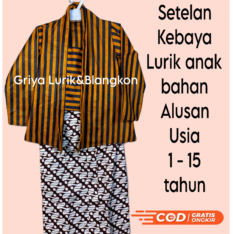 Jual Setelan kebaya lurik anak + bawahan jarik anak perempuan / seragam adat Jawa anak perempuan ...