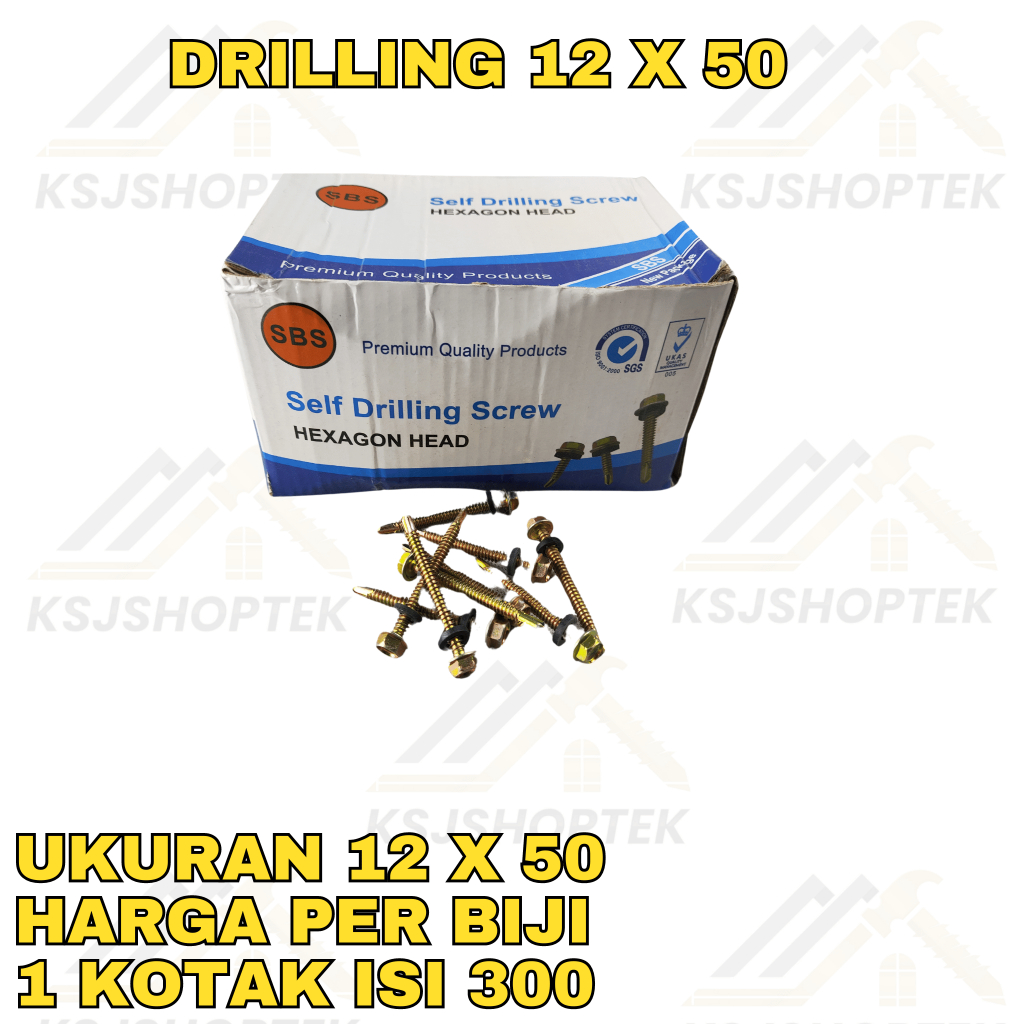 Jual Baut Sekrup Drilling 12 x 50 SBS Kuning Self Screw | Shopee Indonesia