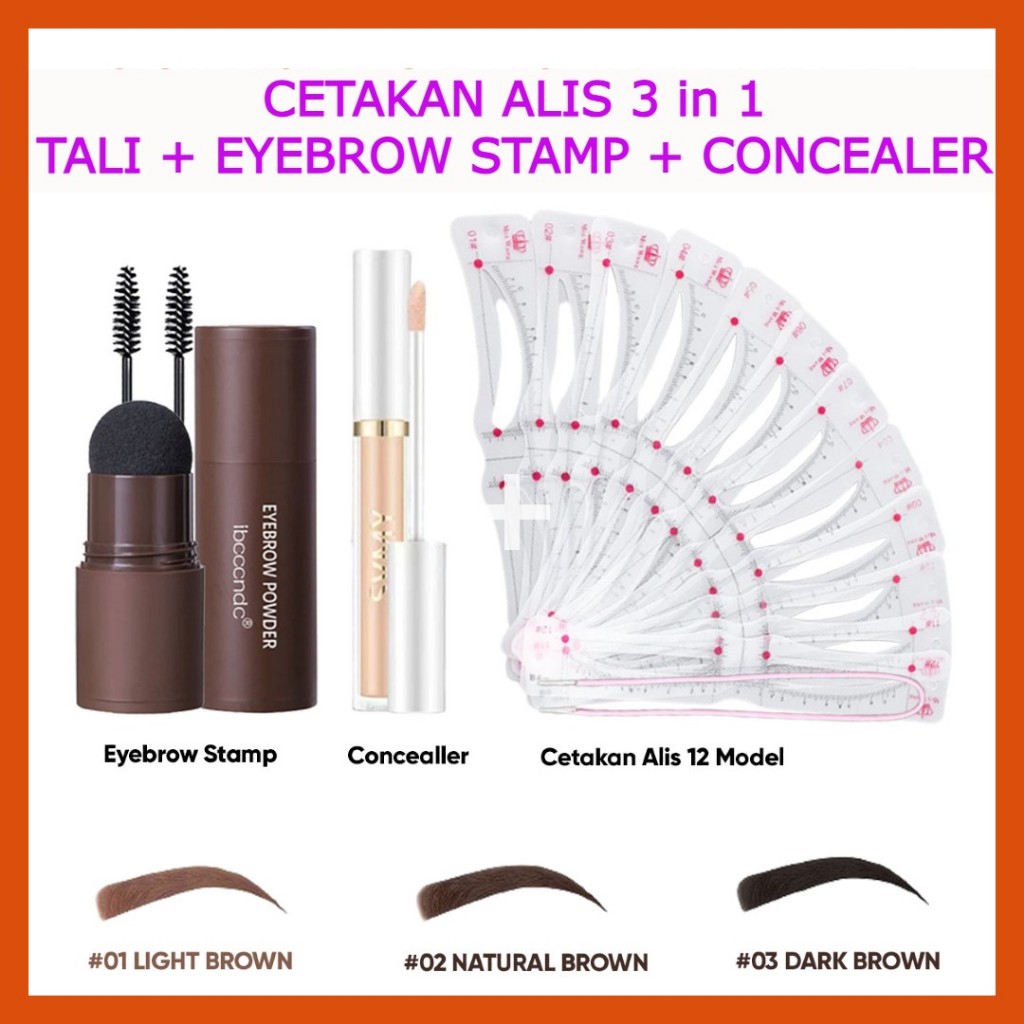 Jual Cetakan alis tali isi 12 karet 3in1 satu paket eyebrow powder ...