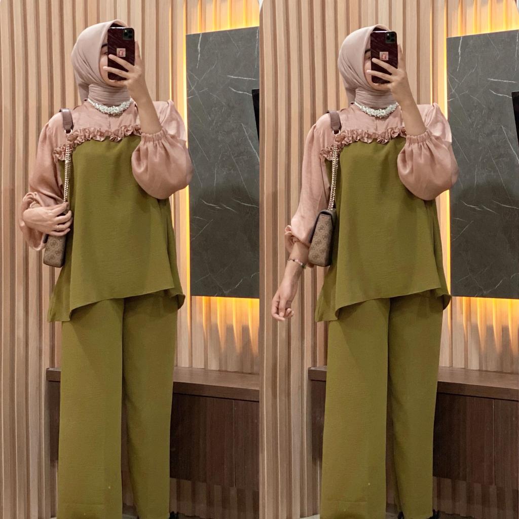 Jual Tania One Set Kombinasi | Setelan Shimmer Mix Crinkle Mode ...