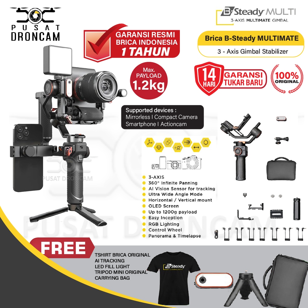 Jual Brica B-Steady Multimate 3-Axis Gimbal Camera DSLR/Brica BSteady ...