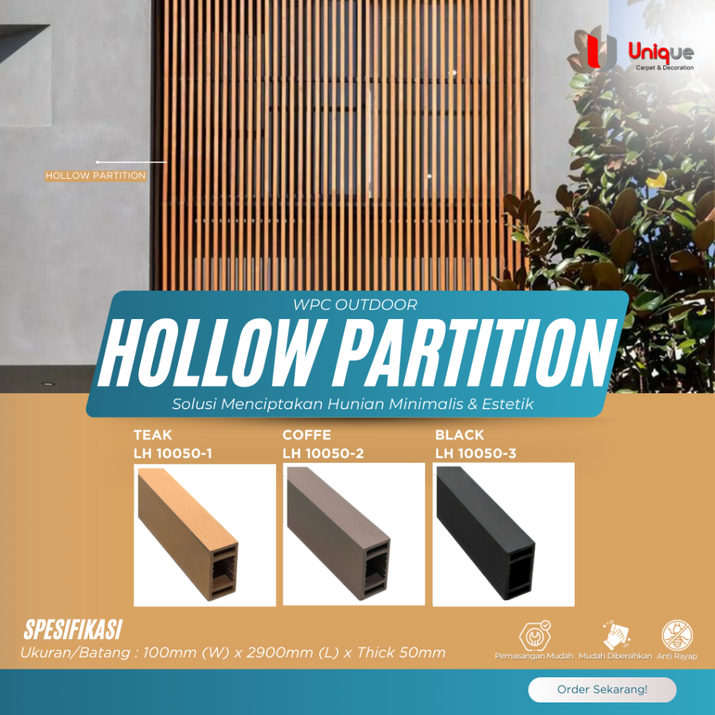 Jual WPC Hollow Partisi Outdoor / Holow Pembatas Kisi Kisi Fasad ...