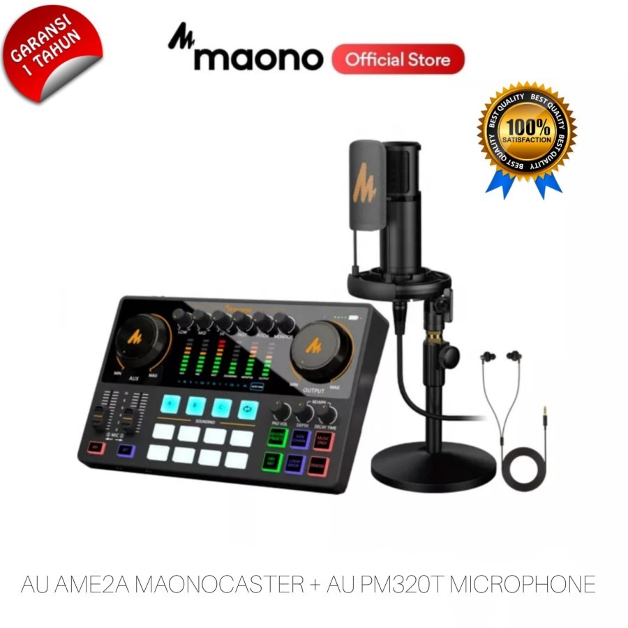 Jual Maono AU-AME2A Paket Soundcard Audio Phantom Power 48V with Mic PM320T | Shopee Indonesia