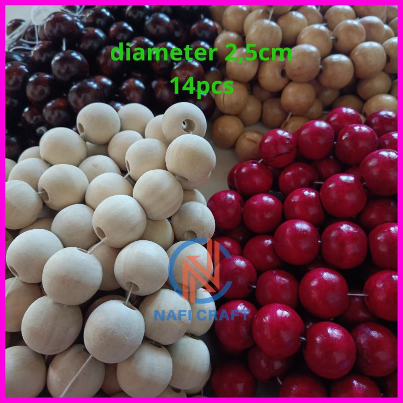 Jual manik kayu bulat 2,5cm | manik kayu macrame 25mm | monte kayu ...