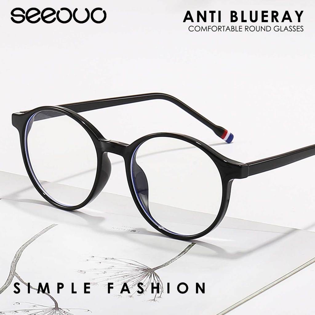 Jual Seeouo Kacamata Antiradiasi Blueray Model Bulat Stylish Bahan TR90 Ringan Pria Wanita Bisa ...