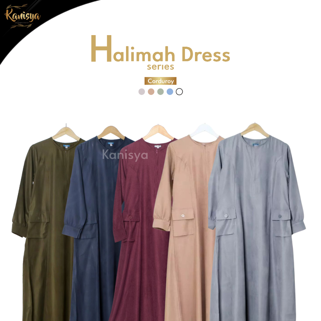 Jual Halimah Dress By Elmina Hijab Gamis Corduroy Dress Syari Simple ...
