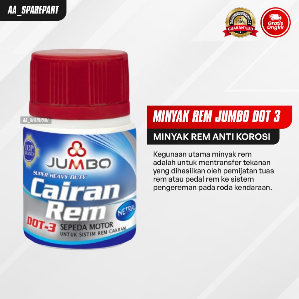Jual Minyak Rem Jumbo 50ml warna merah Dot 3 Oli Rem Motor Jumbo Kecil ...