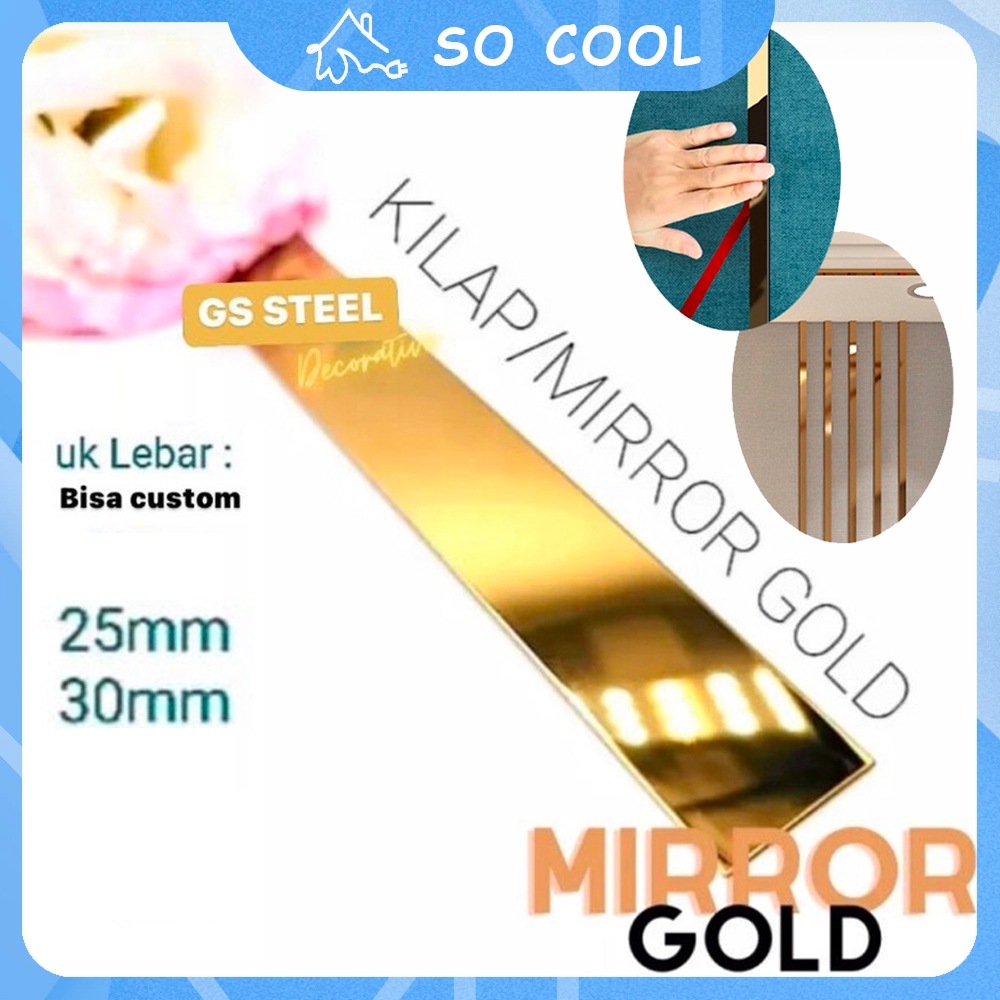 Jual 5M Roll Stiker Dinding Garis Datar Bahan Stainless Steel Warna ...