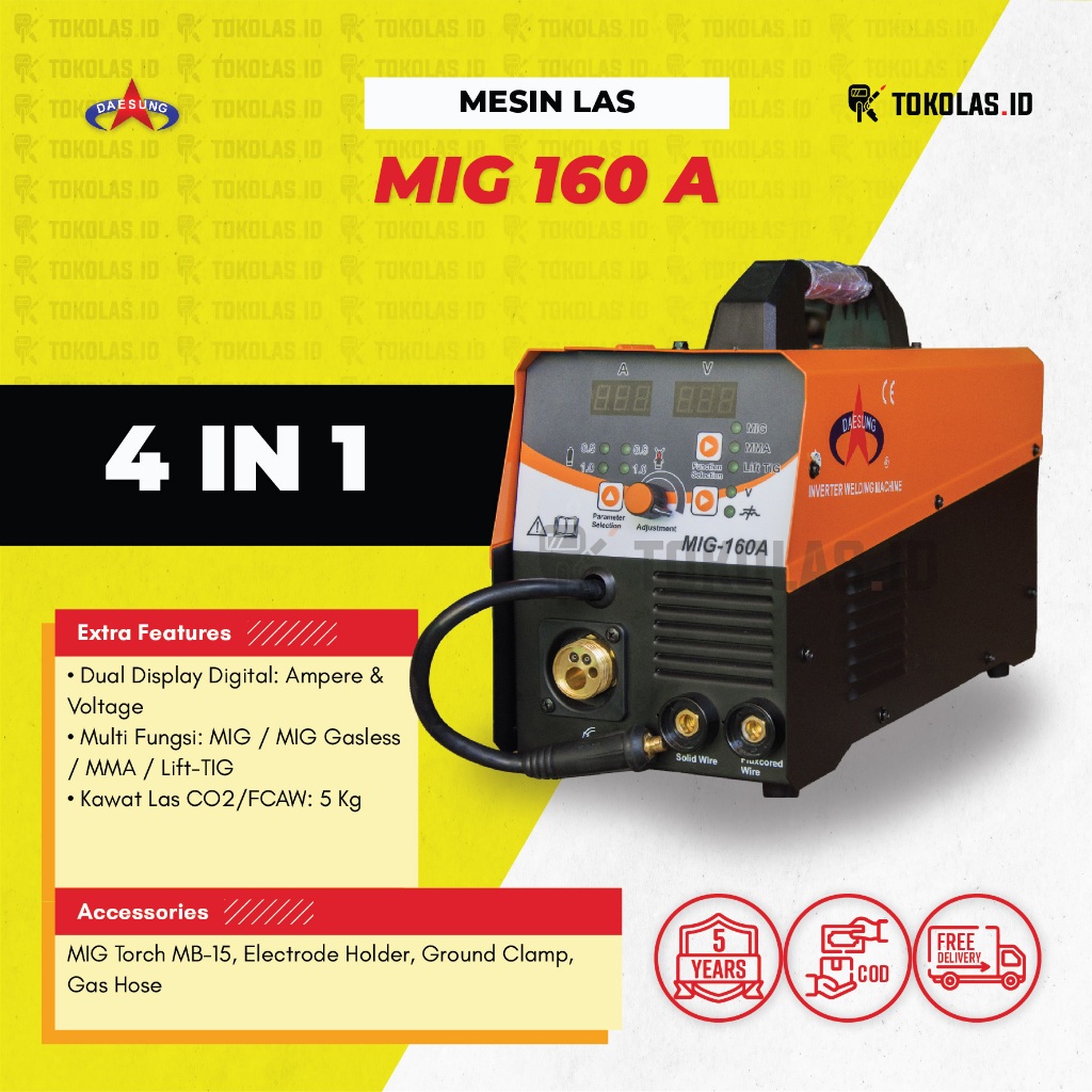 Jual Mesin Travo Trafo Las CO2 Inverter Welding Daesung MIG 160 A Flux ...