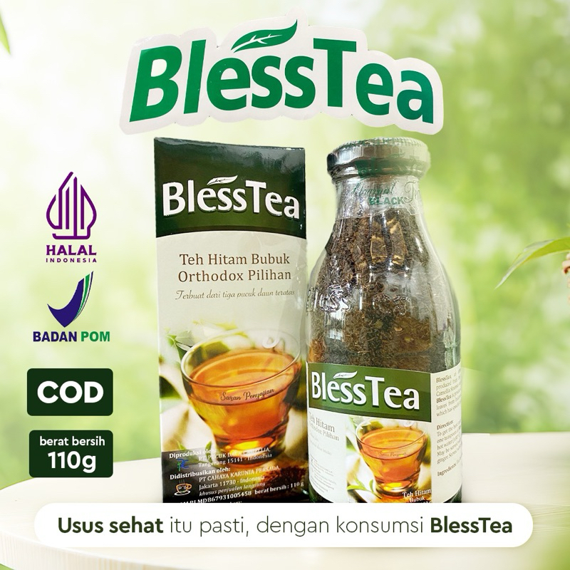 Jual Blesstea Teh Hitam Orthodox Original(kemasan botol 110gr) | Shopee ...