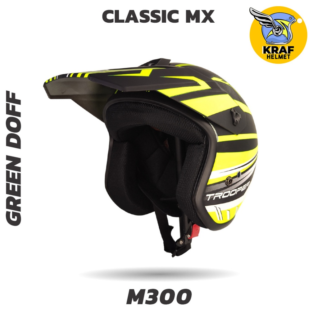 Jual Helm Export Cross Classic MX Motif Green Doff | Helm Trail | Half ...