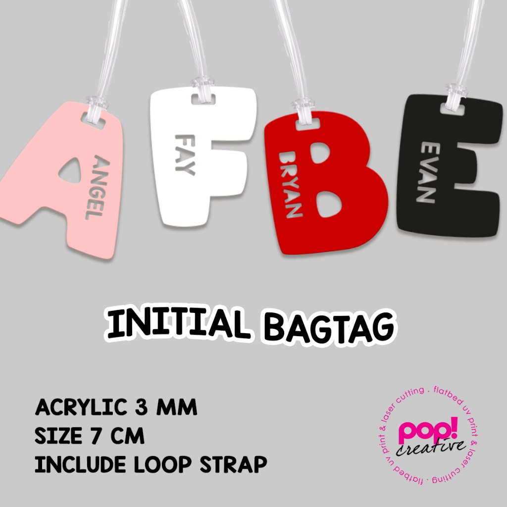 Jual Gantungan Tas Akrilik Bag Tag Acrylic custom nama Initial Alphabet ...