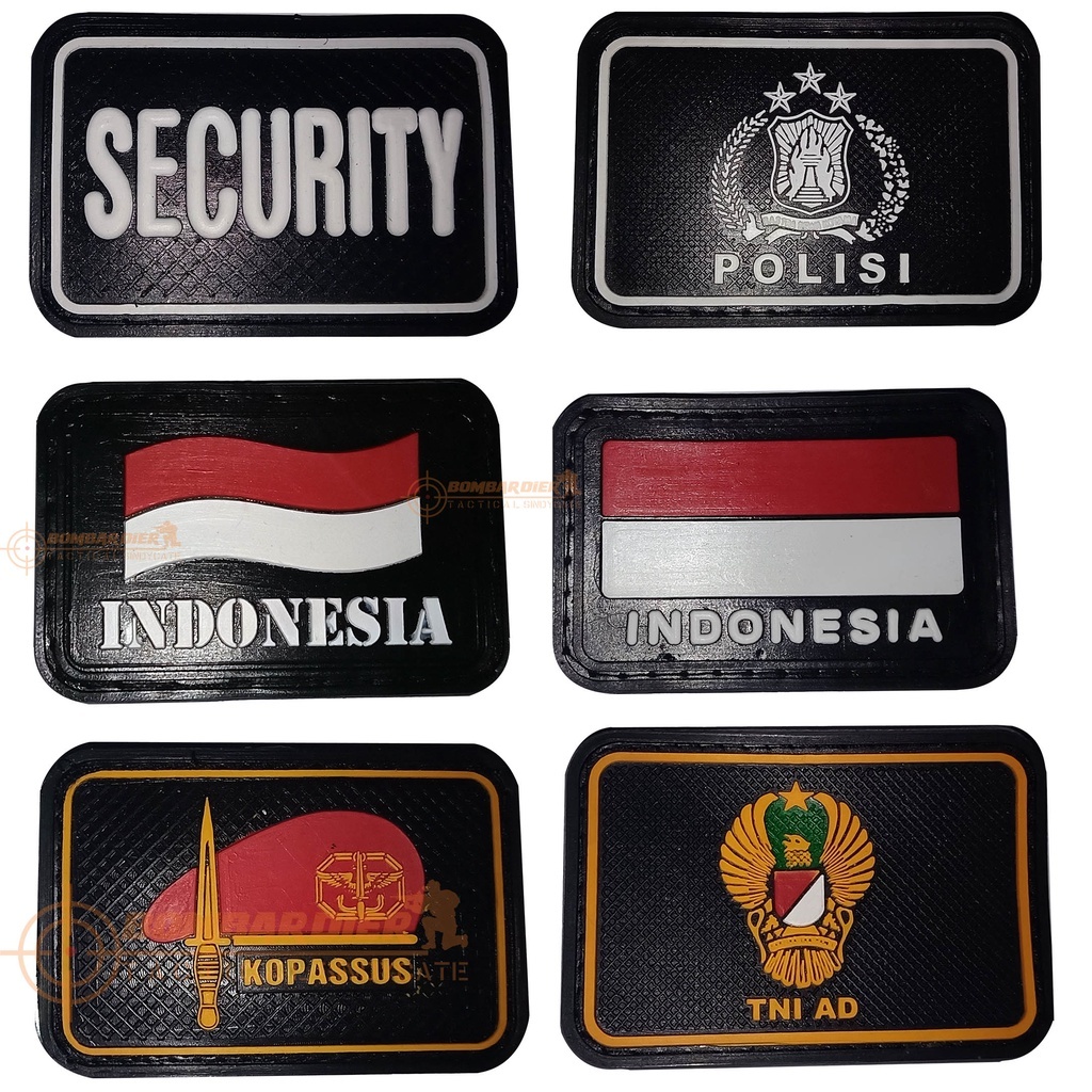 Jual Patch Rubber Emblem (3D/2D) Polisi TNI AD SERCURITY LOGO BENDERA ...