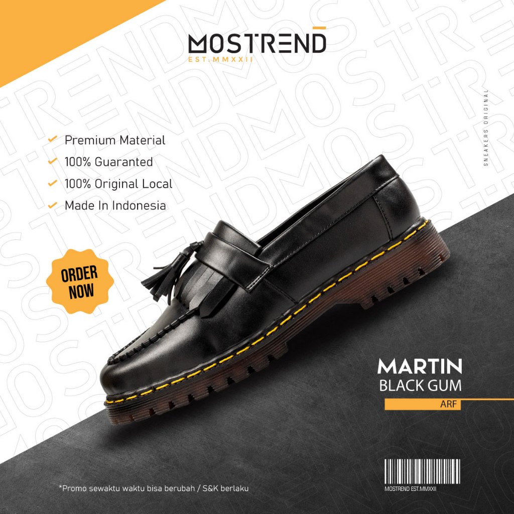 Jual Mostrend x ARF Martin Black Sepatu Loafers Pria Casual Pantofel ...