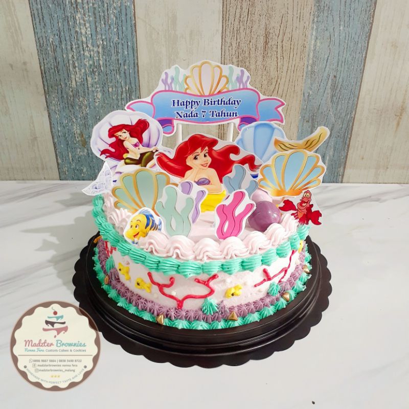 Jual kue ulang tahun thema mermaid /kue ulang tahun anak cewek /kue ...