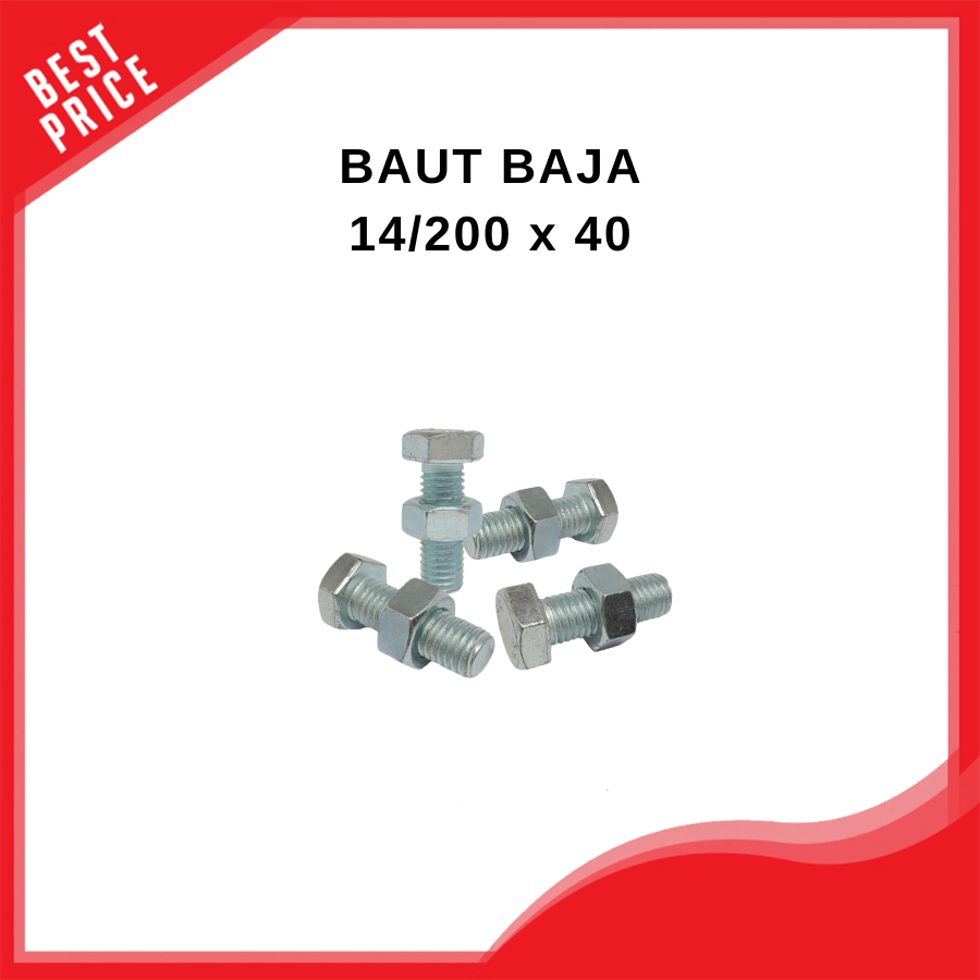 Jual Produk Baut Baja Universal all Ukuran 14/200 x 40 baut baja set ...