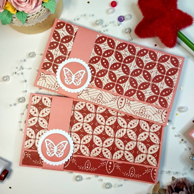 Jual Amplop uang batik peach oren handmade 1pcs die cut gift lebaran ...
