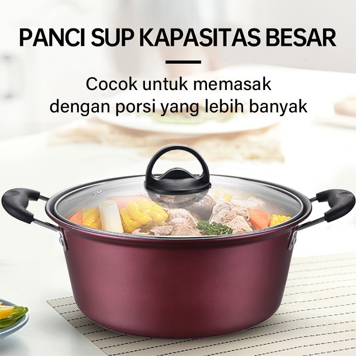 Jual PANCI KUAH ENAMEL ANTI LENGKET 24 CM TUTUP KACA | Shopee Indonesia