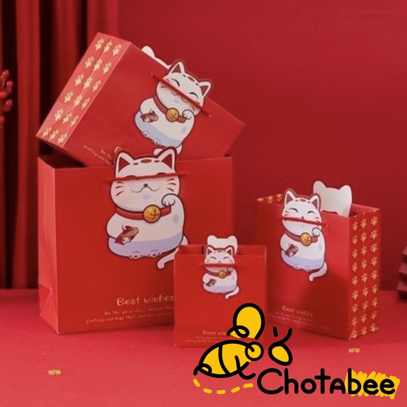 Jual Paper Bag Imlek Kantong Tas Karton Hampers Motif Kucing | Shopee ...