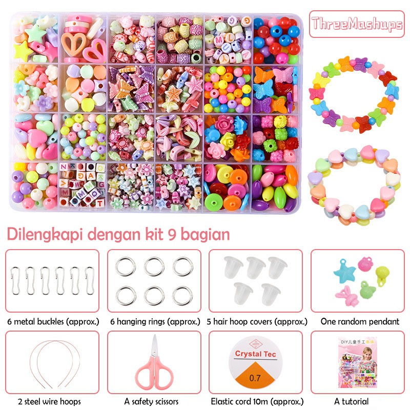 Jual Mainan Anak Meronce Manik DIY Jewelry Kit Gelang Kalung Manik Anak ...