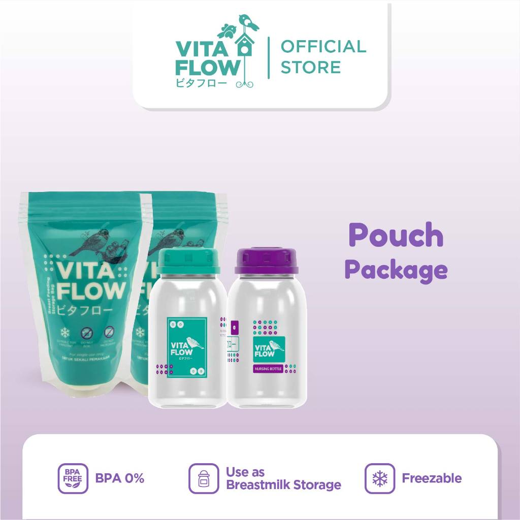 Jual Vitaflow Paket 2 Kantong ASI 240 ml Reguler Free 2 Botol ASI Multifungsi PP 140 ml | Shopee ...