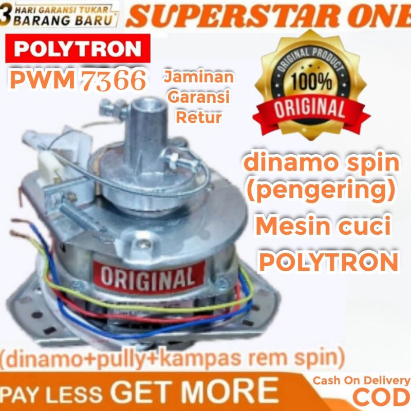Jual Dinamo/motor SET PULLY pengering/spin mesin cuci polytron PWM 7366 | Shopee Indonesia