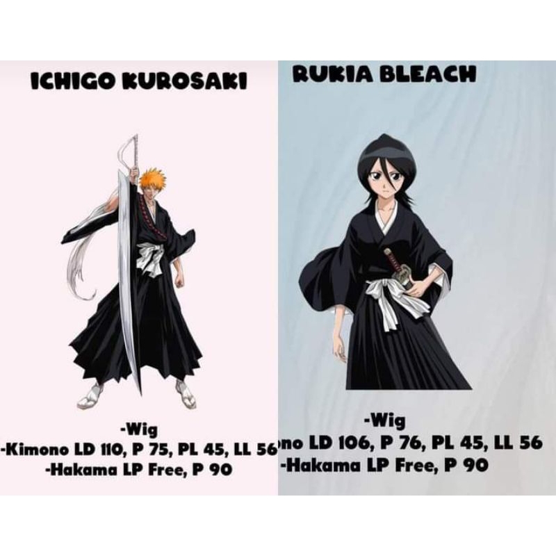 Jual kurosaki Ichigo Rukia Bleach couple costume dan wig cosplay ...