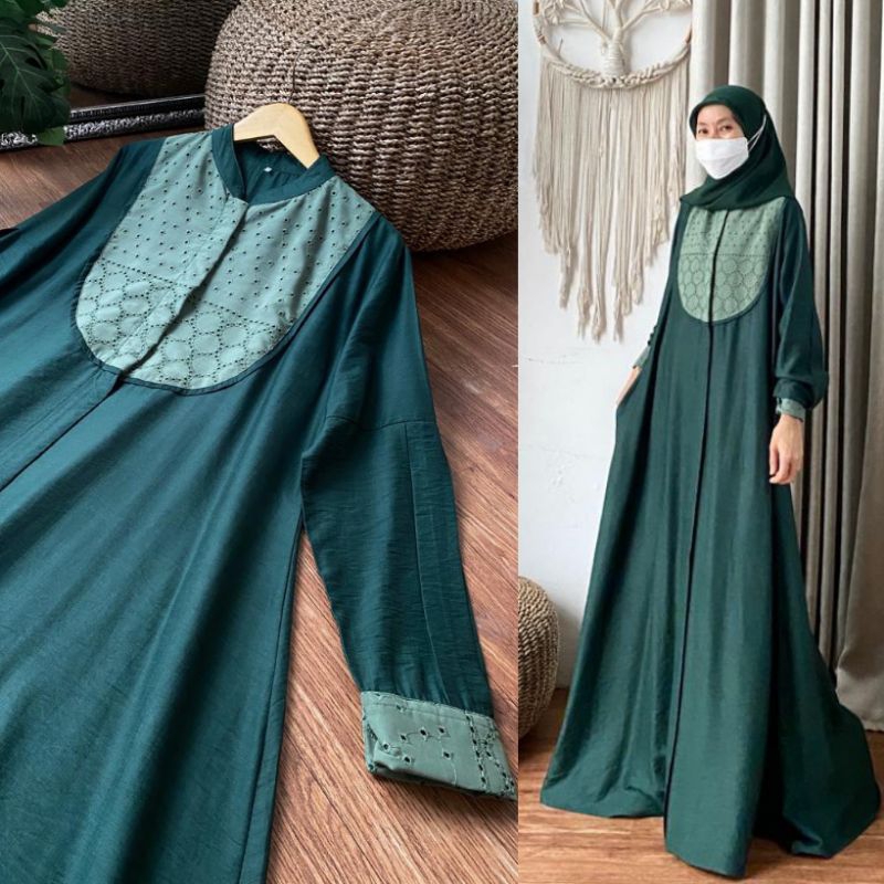 Jual LABEEBA Abaya || Abaya Katun Linen Turkish Kombinasi Katun Bordir ...