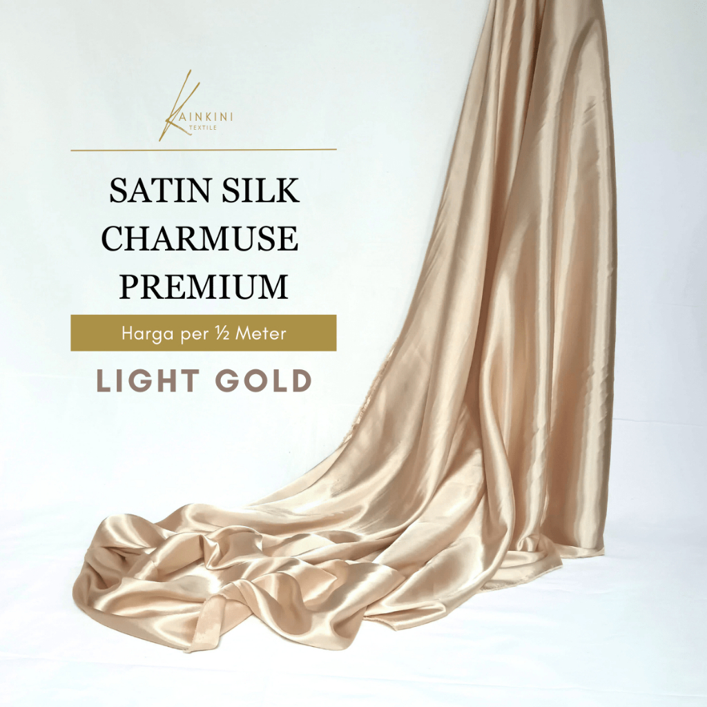 Jual (½ meter) Kain Satin Silk Charmuse Premium Kilap Glossy Kainkini ...