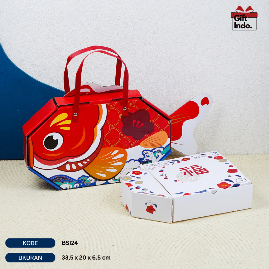 Jual Kotak Souvenir Imlek / Hampers Motif Ikan Koi / Box Set Tali ...