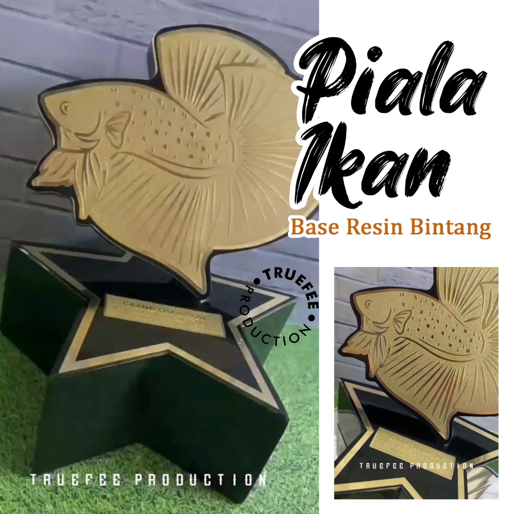 Jual PIALA RESIN BASE HITAM BINTANG BENTUK ATAS BINTANG PLAT DIAGONAL ...