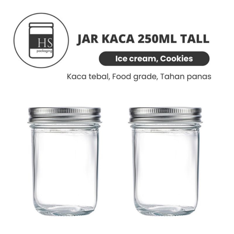 Jual HS PACKAGING - Tipe Tinggi 250 ml Jar Kaca / Glass Jar Tall ...