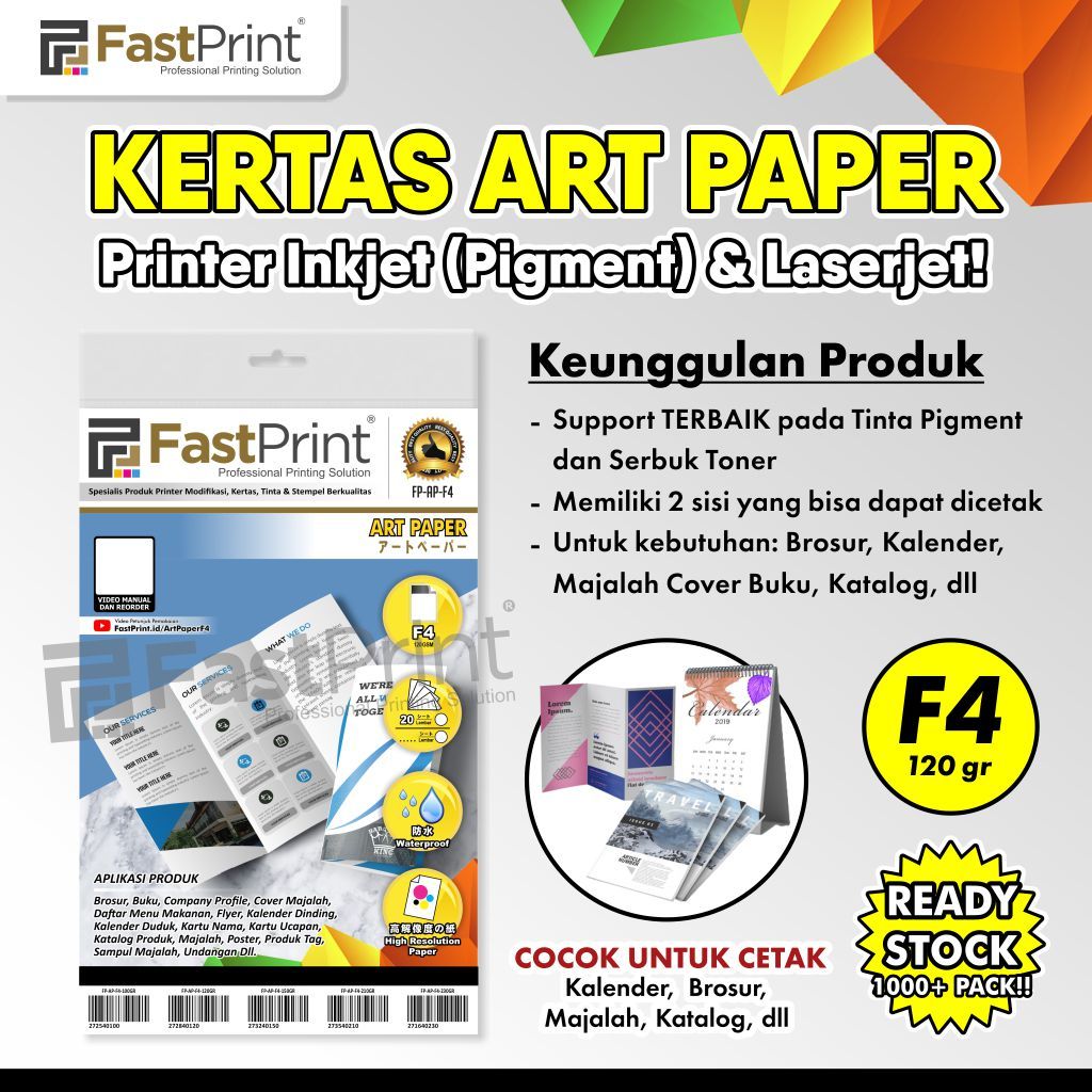 Jual Fast Print Kertas Art Paper Kertas Brosur Glossy F4 120Gram ...