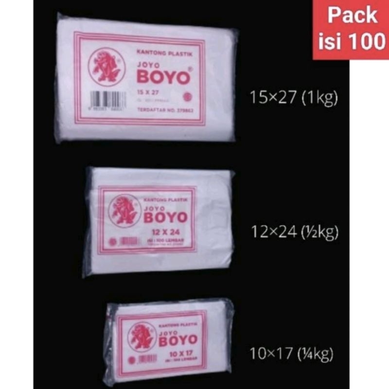 Jual Plastik Boyo 1kg 1/2kg 1/4kg 14x27 12x24 10x17 100 pcs | Shopee ...